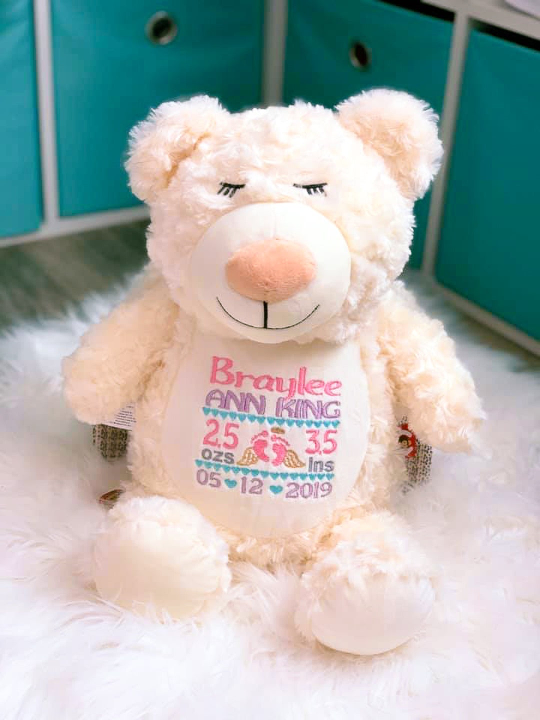 Angel Bear Birth Announcement Stuffy - Etsy