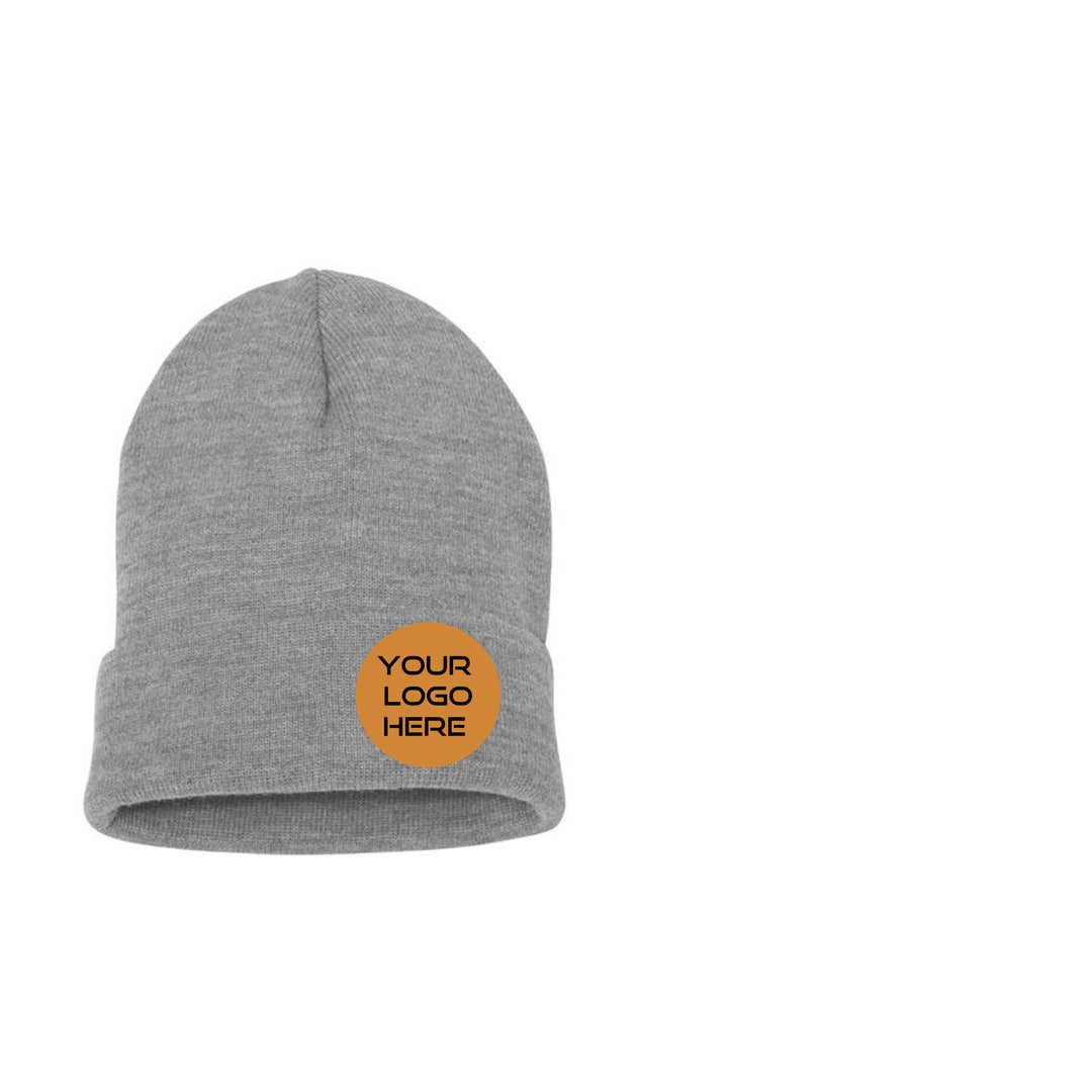 Custom Leather Patch Beanie, Stocking Hat, Winter Hat, Personalized Hat ...