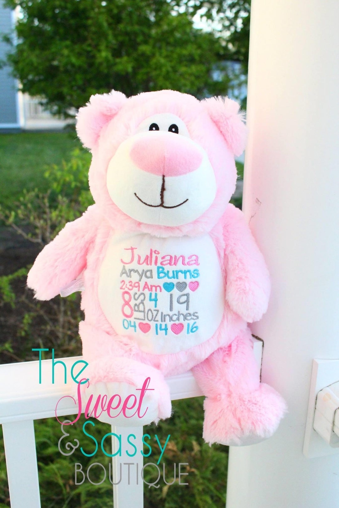 Bear Birth Stat Stuffed Animal, Embroidered Stuffed Animal, Baby Gift ...