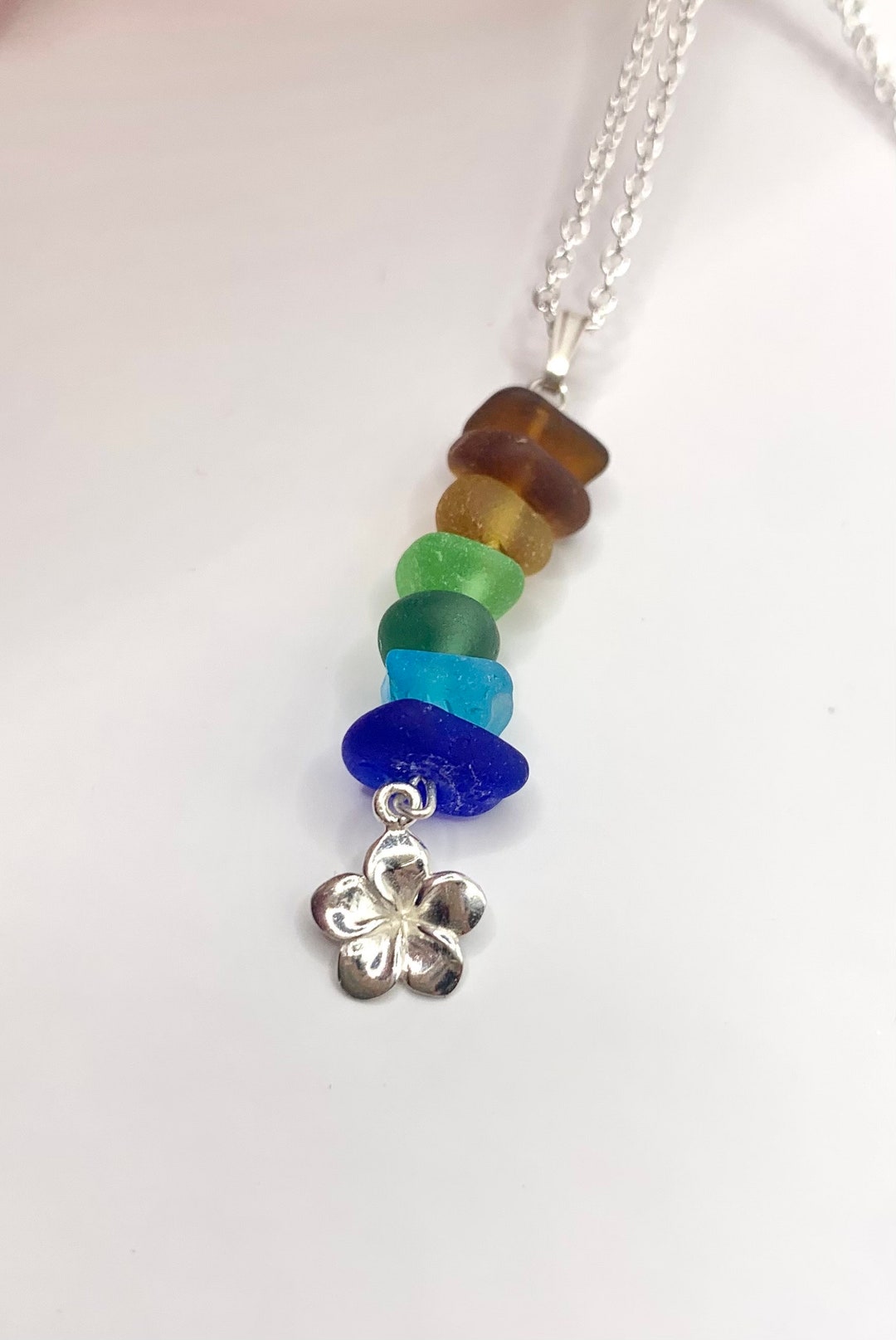 Rainbow Colours Seaham Sea Glass Sterling Silver Pendant - Etsy