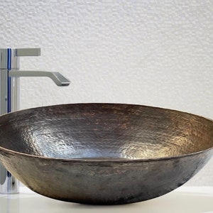 Round Copper Spa Bath Bar Vessel Sink Hand Wash Basin Bowl, Black ...