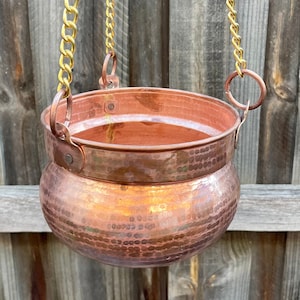 Copper Planter (set of 3), Metal Plant Pot With Brass Chain, Hanging ...