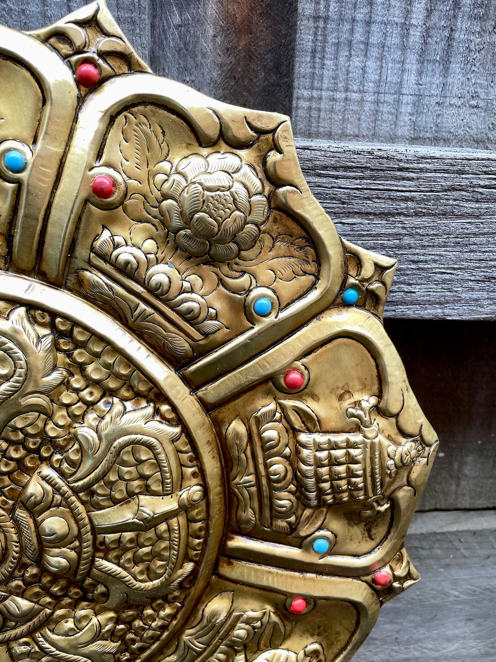 Double Dorje Vajra Asta Mangala Brass Wall Hanging – Tibetan Buddhist ...