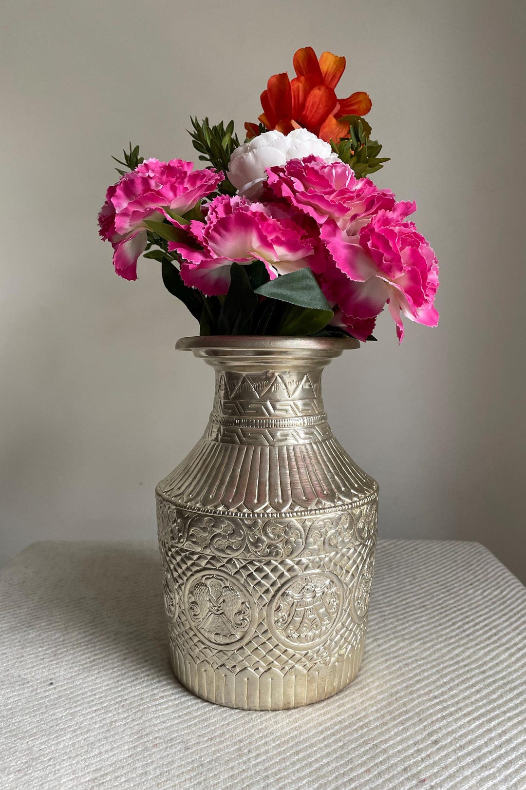 Silver Plated Ashtamangala Kalash for Pooja and Rituals | Copper ...