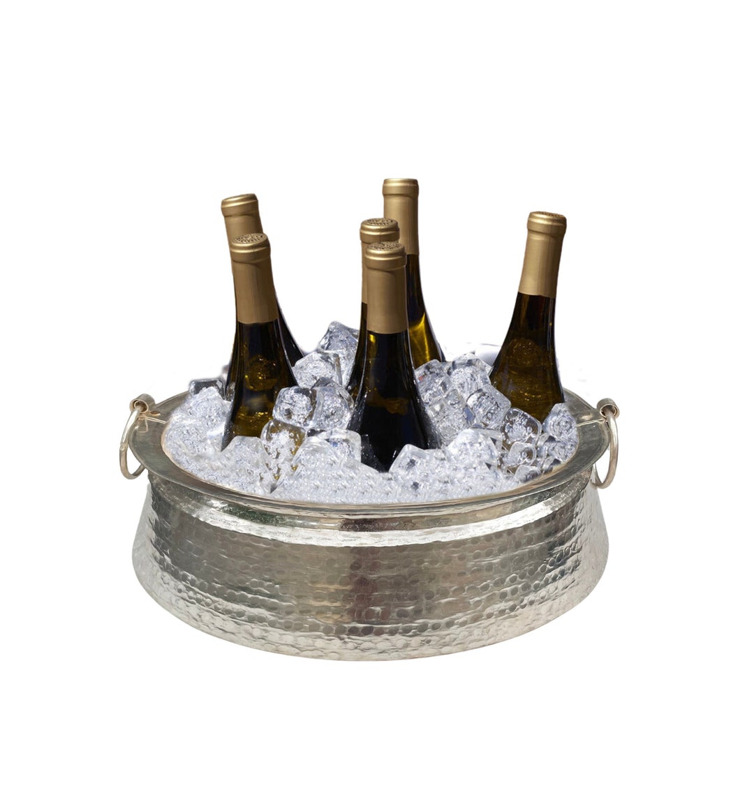 Silver Plated Copper Ice Bucket, Ice & Drinks Cooler, Circular Round ...