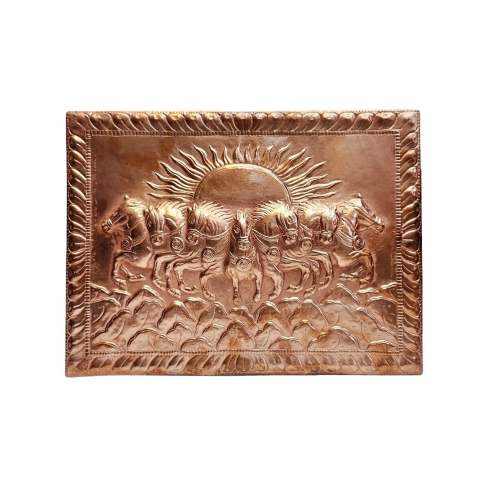 7 Horses Running Under the Sun Copper Canvas Wall Hangings Home Decor ...