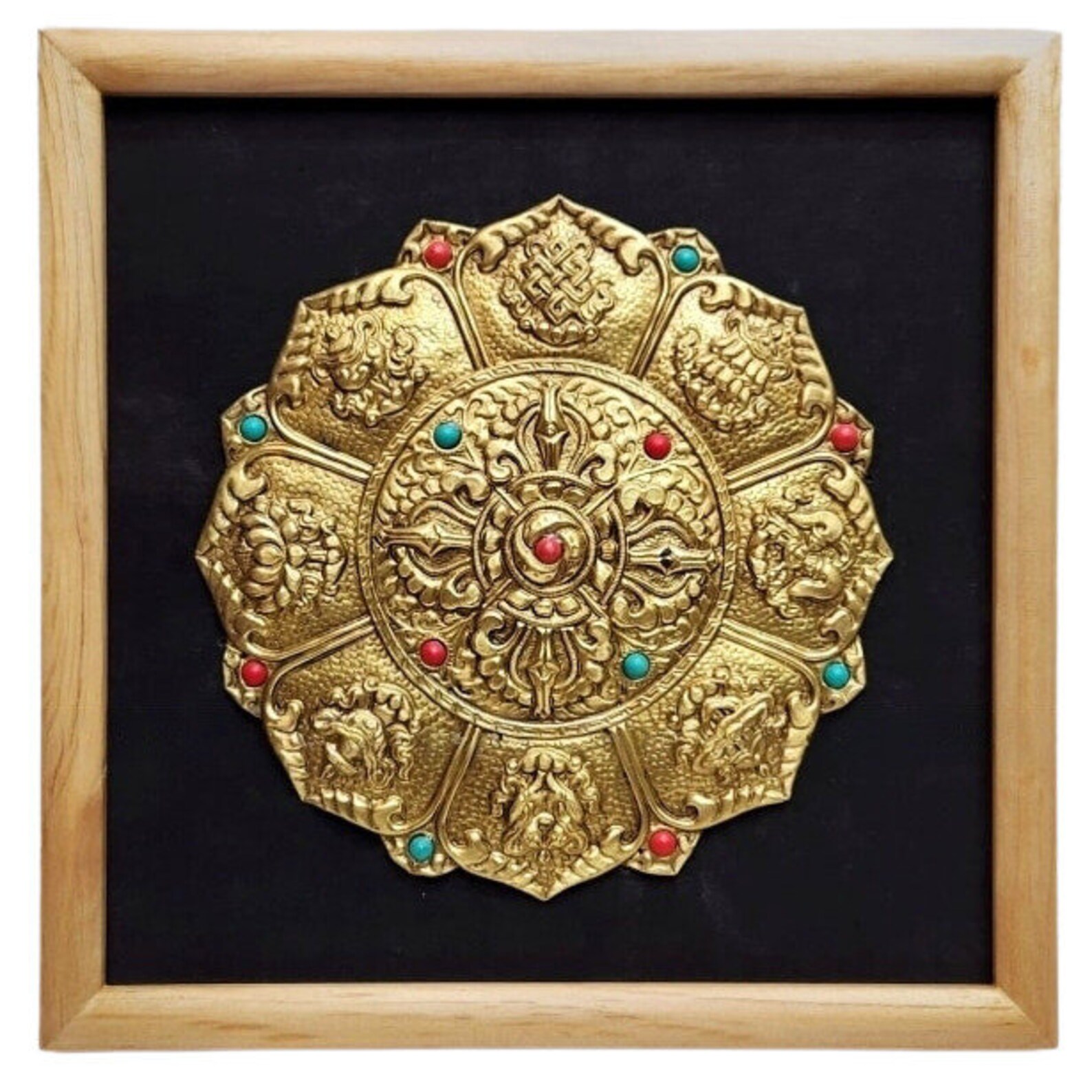 Double Dorje Vajra Asta Mangala Brass Wall Hanging – Tibetan Buddhist ...