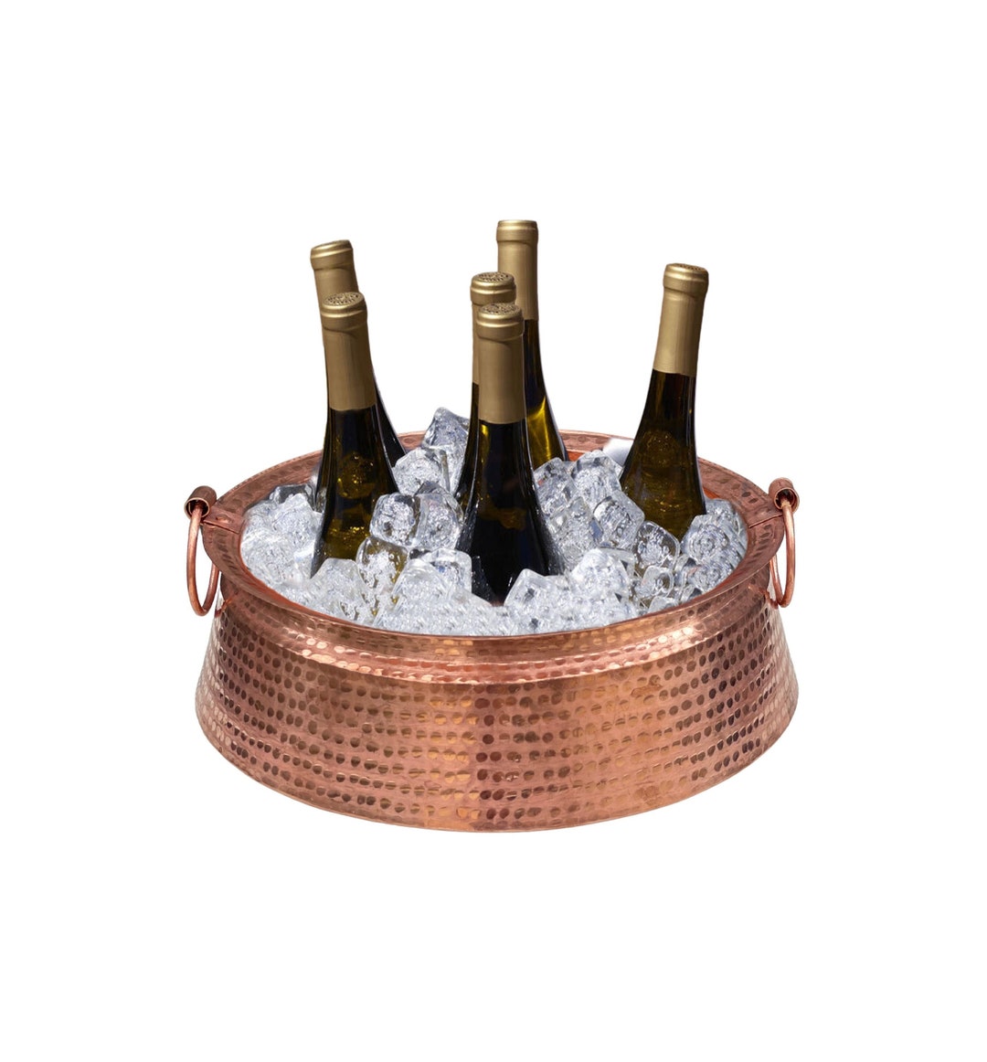 Copper Ice Bucket, Ice & Drinks Cooler, Circular Round Beverage Chiller ...