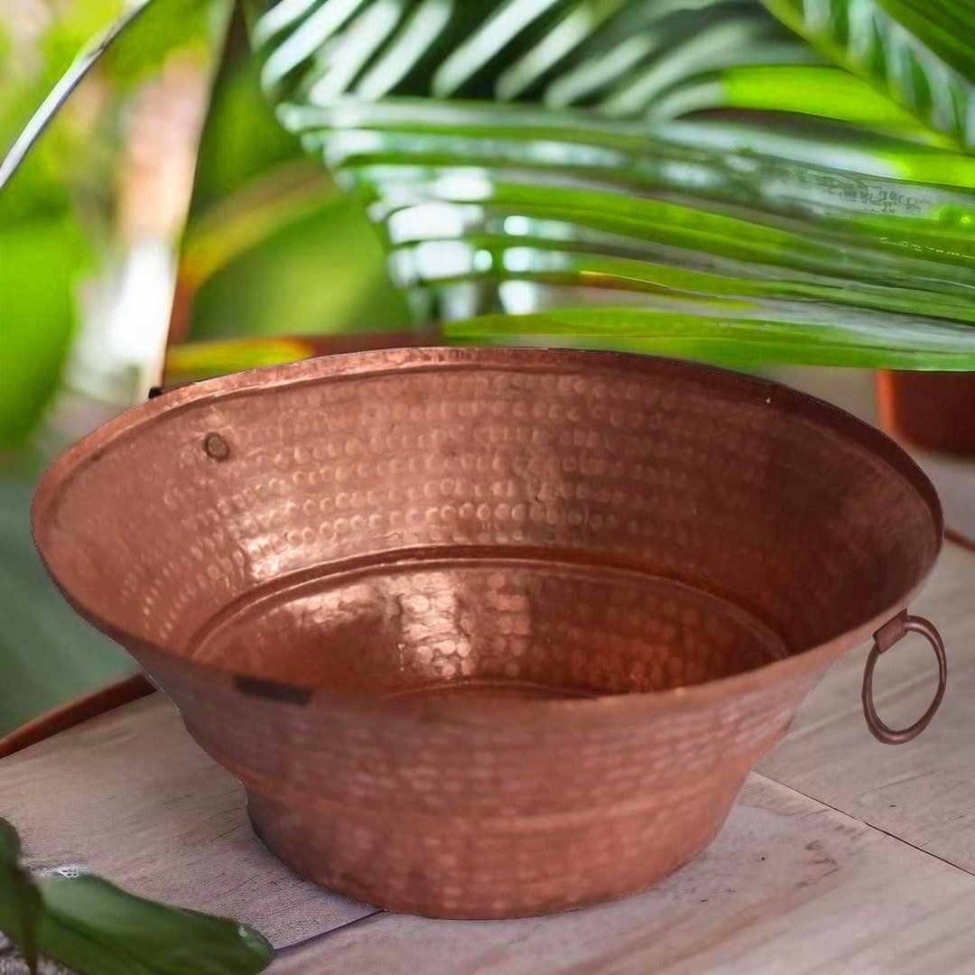 Copper Spa Pedicure Bowl With Handles and Removable Footrest Foot ...