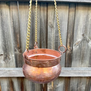 Copper Planter (set of 3), Copper Plant Pot With Brass Chain, Hanging ...