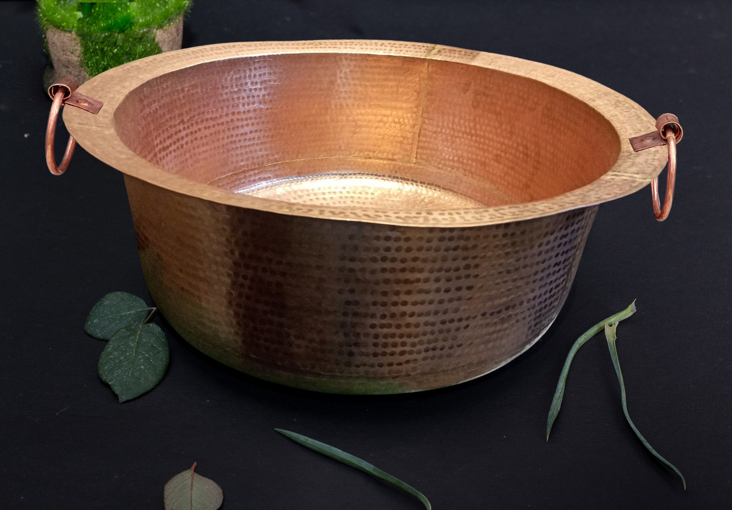 Copper Pedicure Spa Bath Bowl With Handle Beauty Salon Foot Basin Feet ...