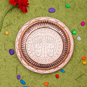 Copper Pooja Thali Plate | Handmade Asthamangal Puja Arati Thaali - Etsy