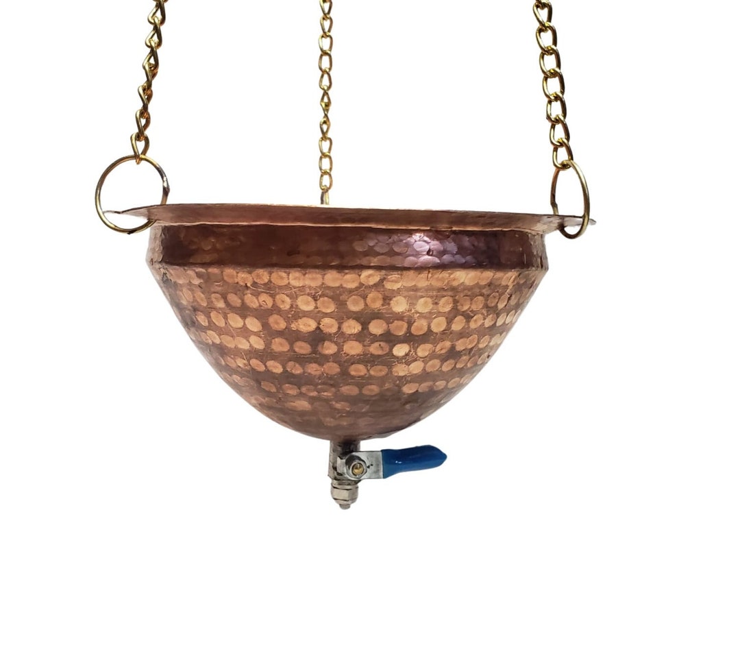 Copper Shirodhara Spa Forehead Oil Pot With Control Valve Tap and Brass ...