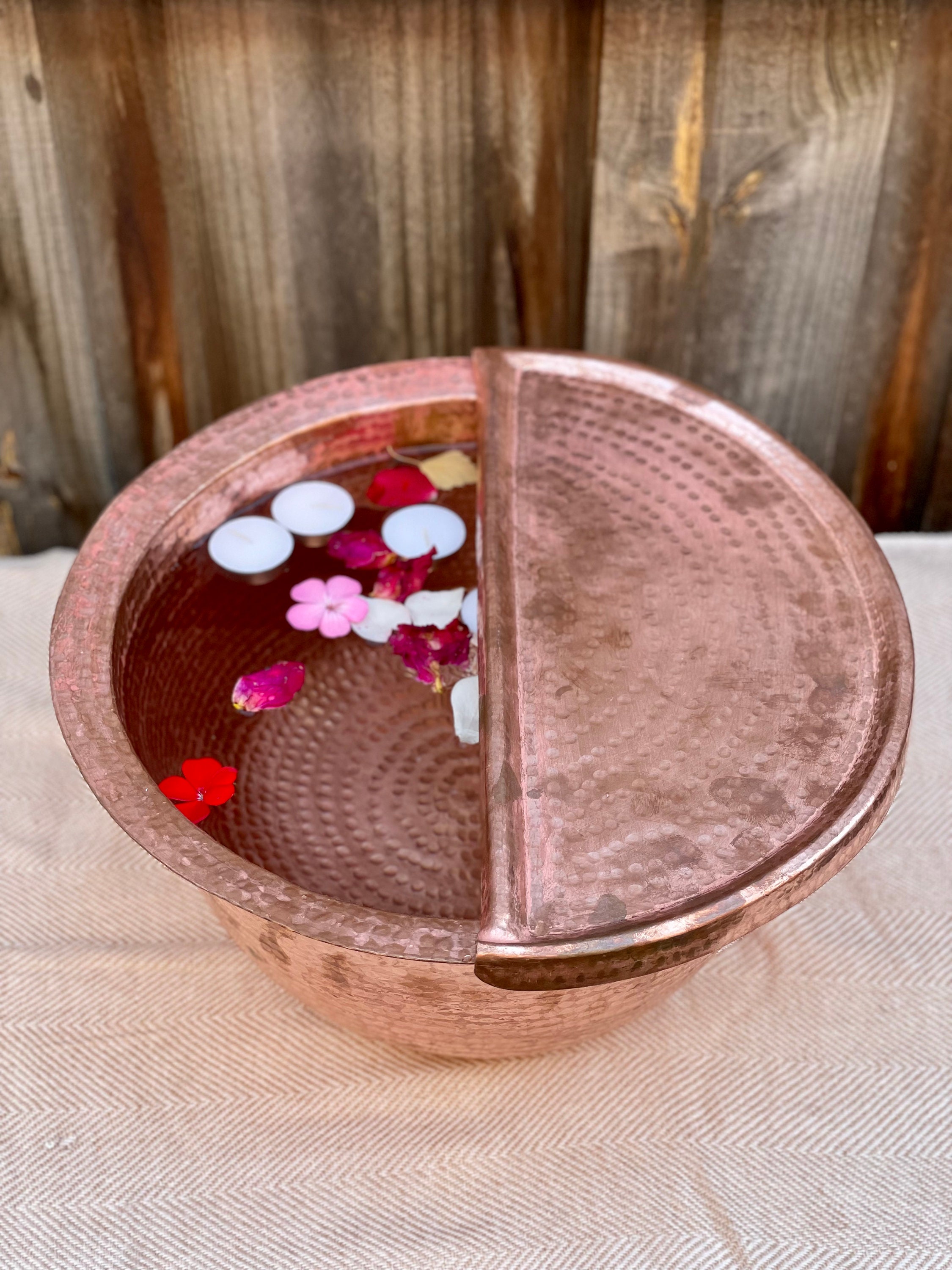 Copper Pedicure Bowl With Removable Foot Rest | Spa Foot Bath Basin ...