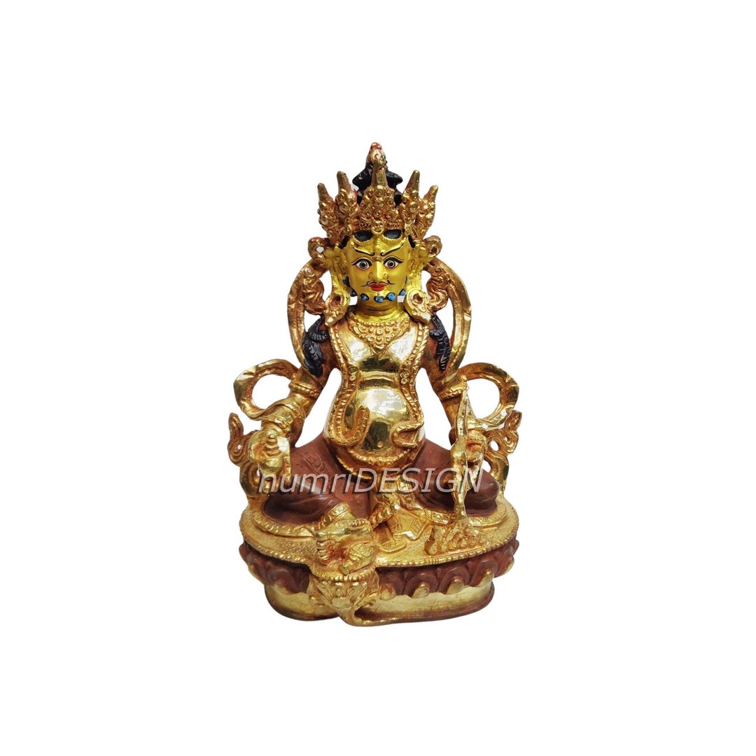 Dzambala Kubera Idol Gold Plated Copper Statue, Yellow Jambala Figurine ...
