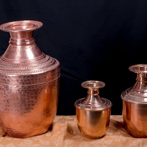 Handmade Copper Kalash Flowerpot Vase | Water Storage Pot for Pooja and ...