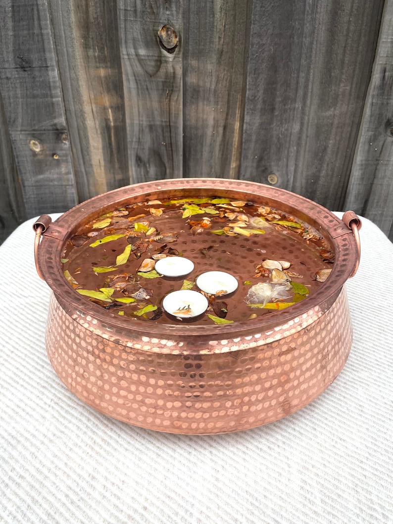 Copper Spa Bath Bowl Foot Massage Pedicure Tub Flower Etsy