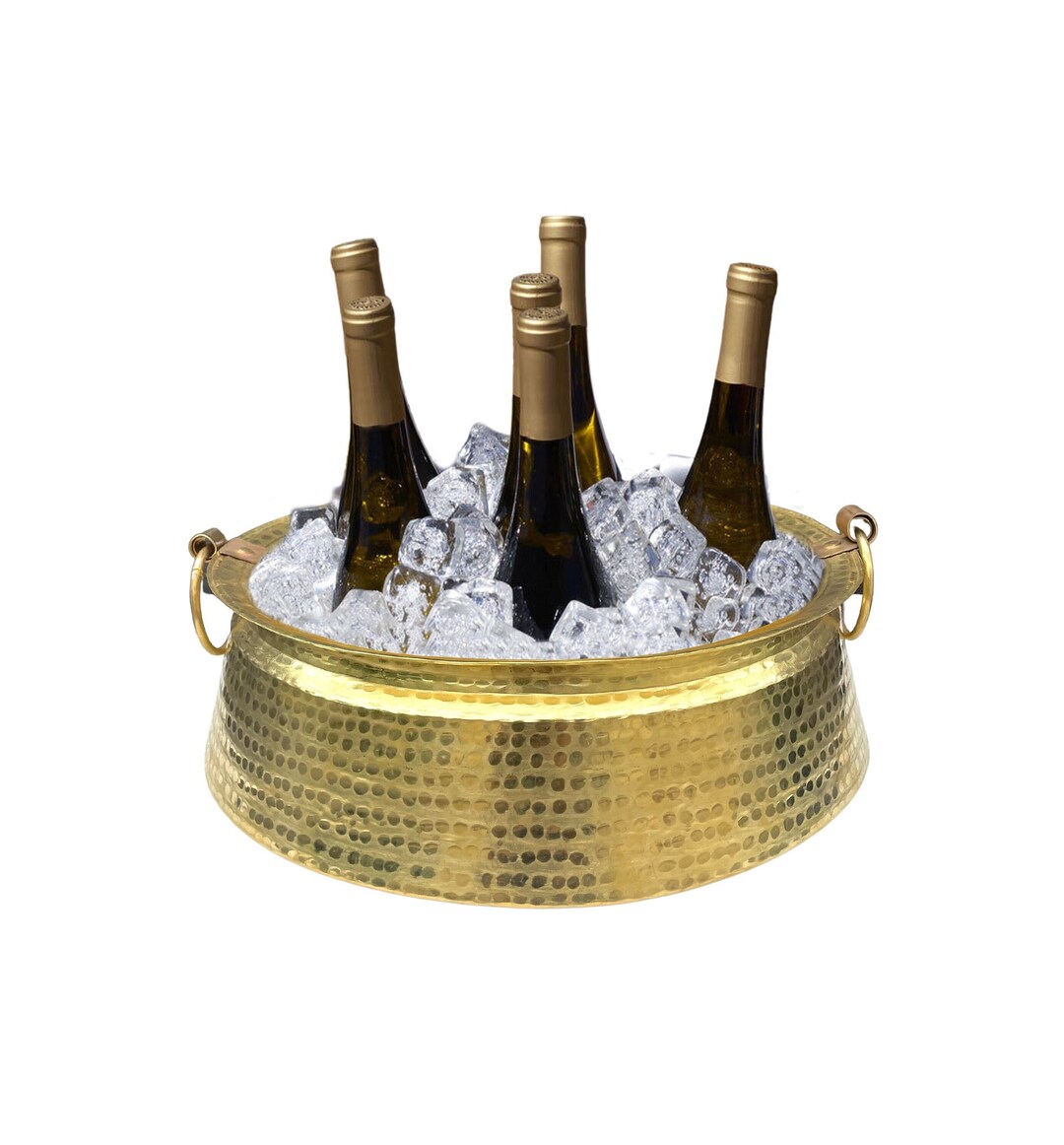 Brass Ice Bucket, Ice & Drinks Cooler, Circular Round Beverage Chiller ...