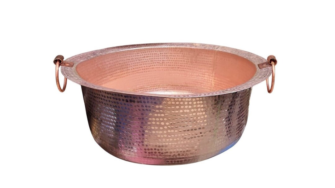 Copper Pedicure Spa Bath Bowl With Handle Beauty Salon Foot Basin Feet ...