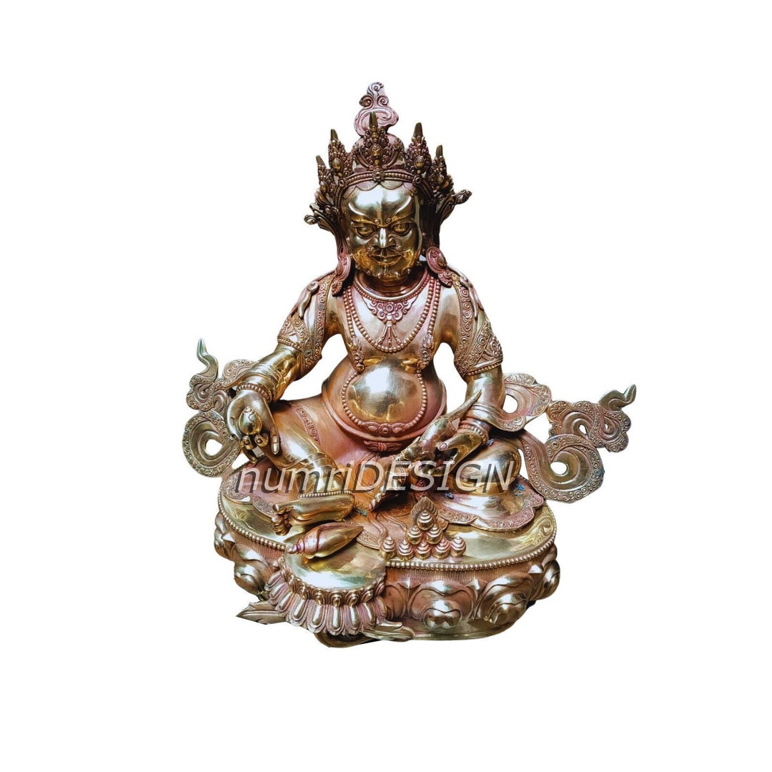 Copper Yellow Jambala Kubera Metal Statue, Jambhala God of Wealth and ...
