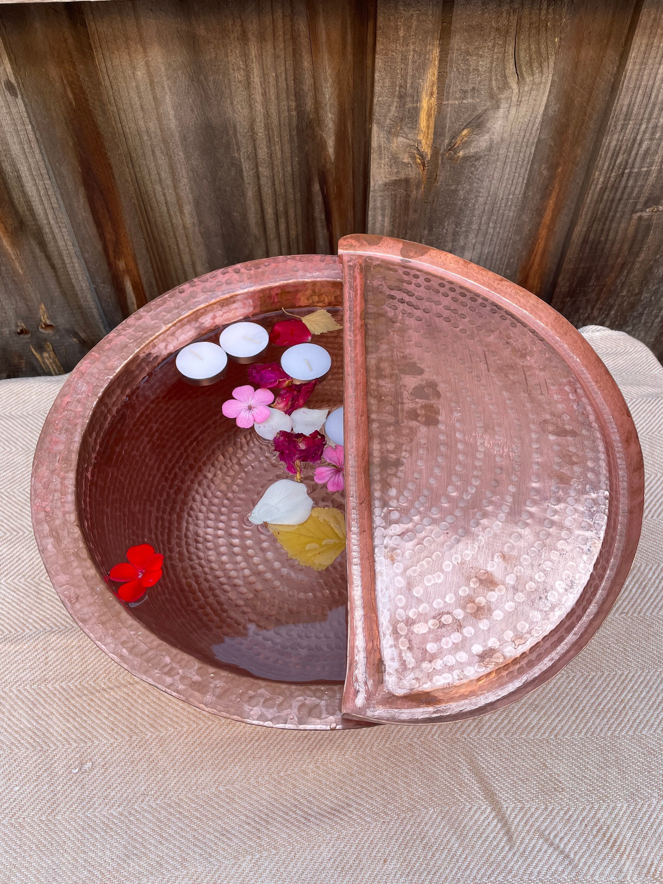 Copper Pedicure Bowl With Removable Foot Rest | Spa Foot Bath Basin ...
