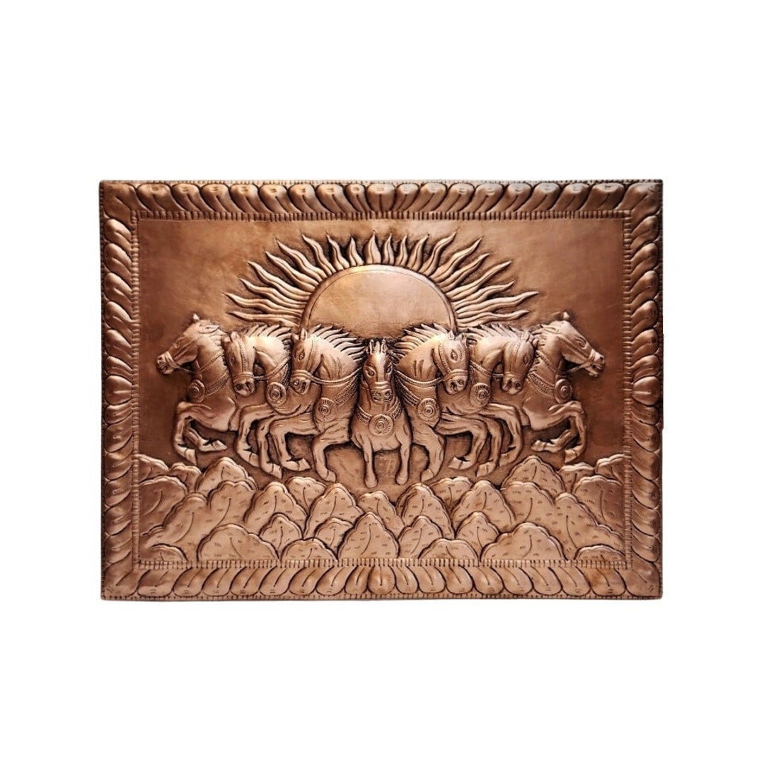 7 Horses Running Under the Sun Copper Canvas Wall Hangings Home Decor ...