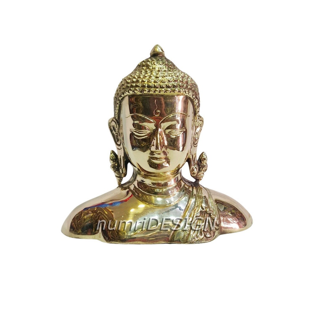 Handmade Brass Buddha Head & Half Body Statue | Buddhist Sculpture ...