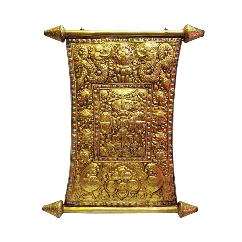 Kaal Chakra Brass Thangka Wall Hanging – Wheel of Time Metal Art, Hand ...