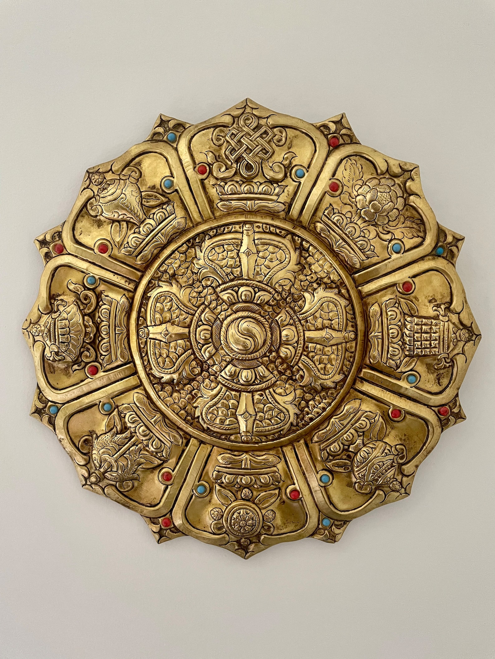 Double Dorje Vajra Asta Mangala Brass Wall Hanging – Tibetan Buddhist ...