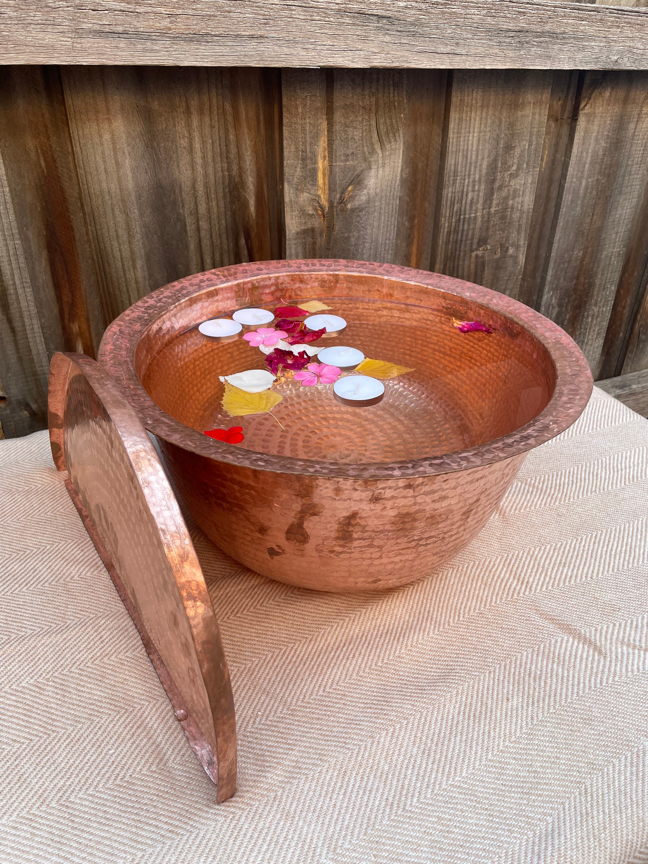 Copper Pedicure Bowl With Removable Foot Rest | Spa Foot Bath Basin ...