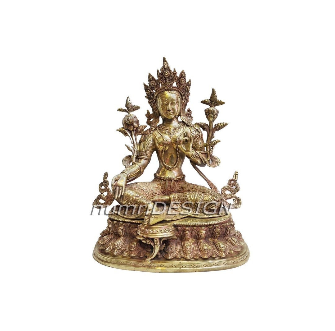 Copper Green Tara Metal Statue With Hand Carvings 18, Compassion ...