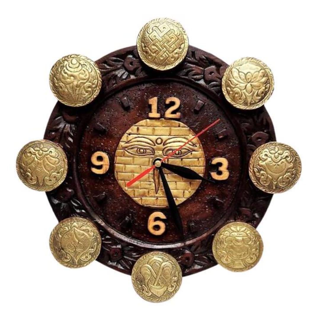 Eight Auspicious Signs Asta Mangal Wall Hanging Clock | Home Decorative ...