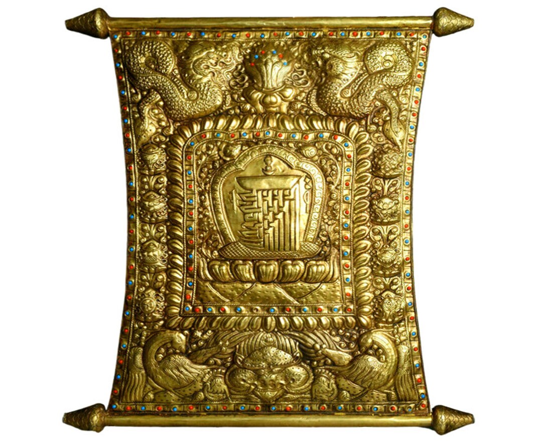 Kaal Chakra Brass Thangka Wall Hanging – Wheel of Time Metal Art, Hand ...