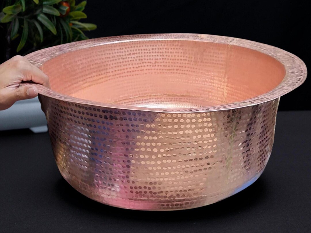 Copper Pedicure Spa Bowl With Removable Foot Rest | Foot Bath Basin ...