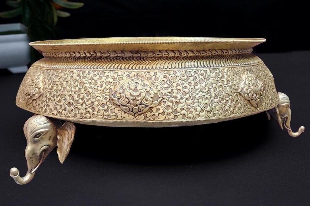 Brass Spa Pedicure Bowl With Elephant Head Stand & Handles | Feet ...