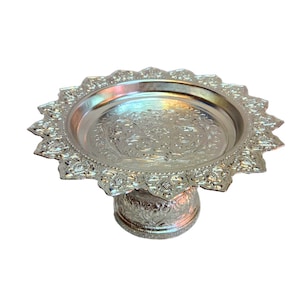 Silver Plated Tika Thali for Puja Aarati Aluminium Tika Dani Tikathali ...
