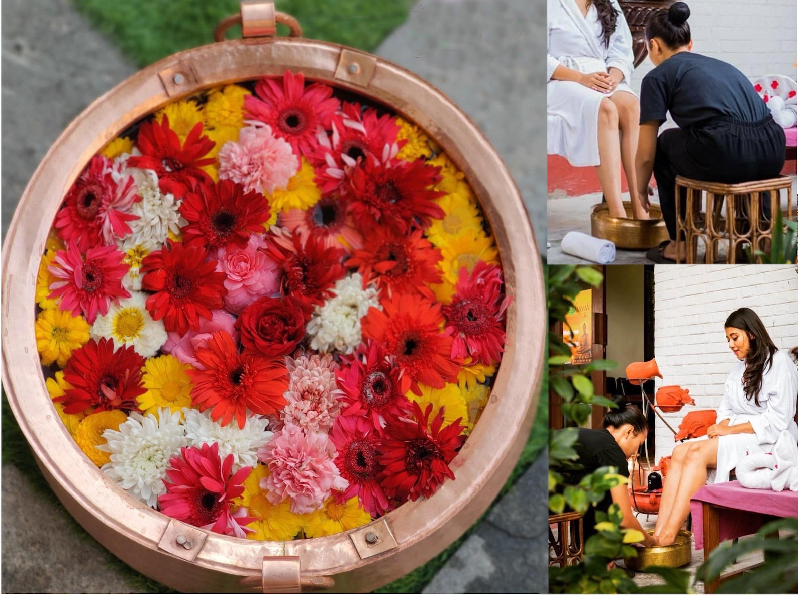 Copper Spa Bath Pedicure Bowl With Footrest | Foot Massage Warm Soaking ...