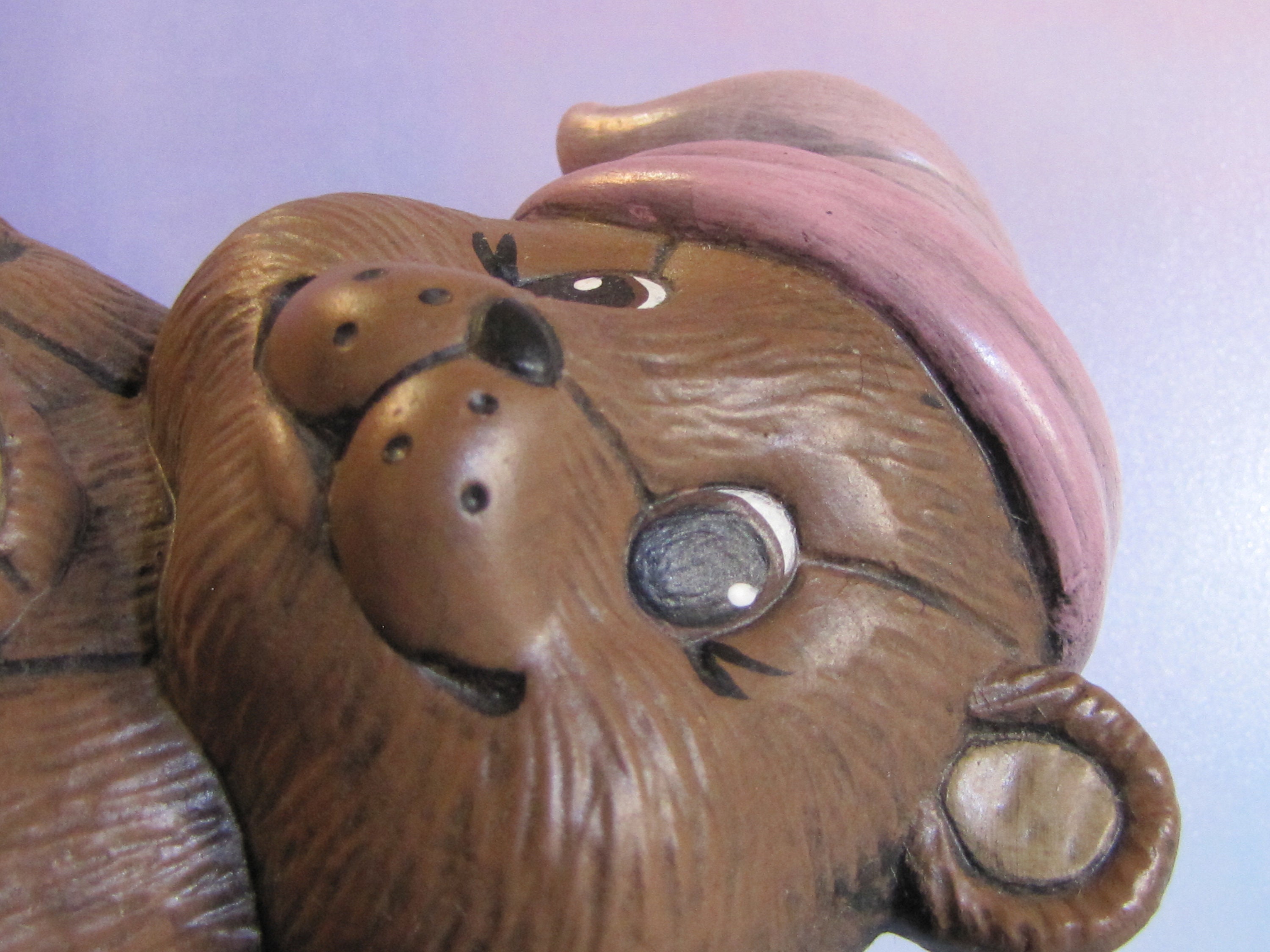 Ceramic Sleeping Teddy Bear in Nightcap - Etsy