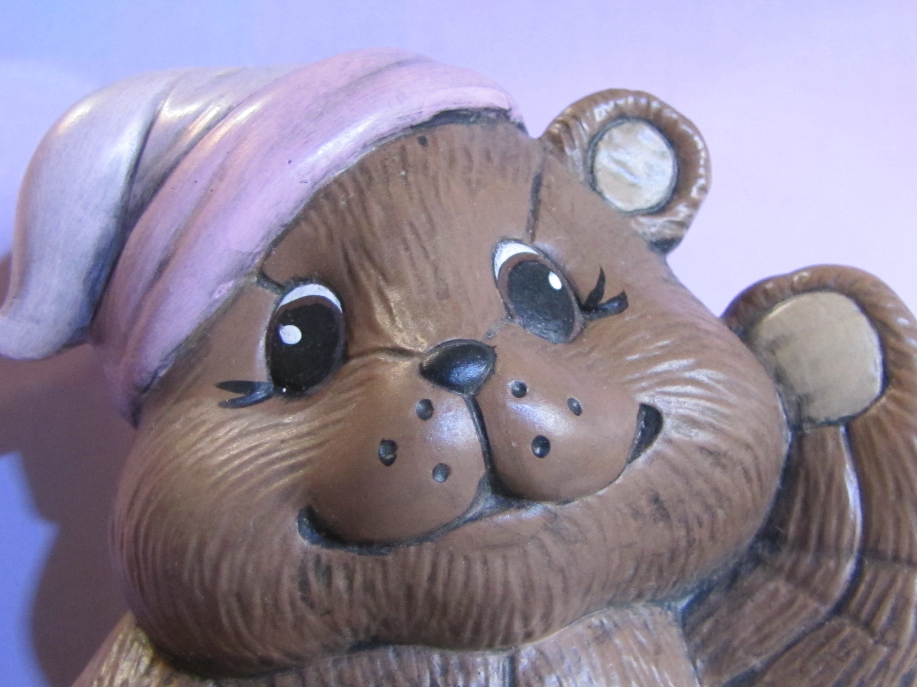Ceramic Sleeping Teddy Bear in Nightcap - Etsy