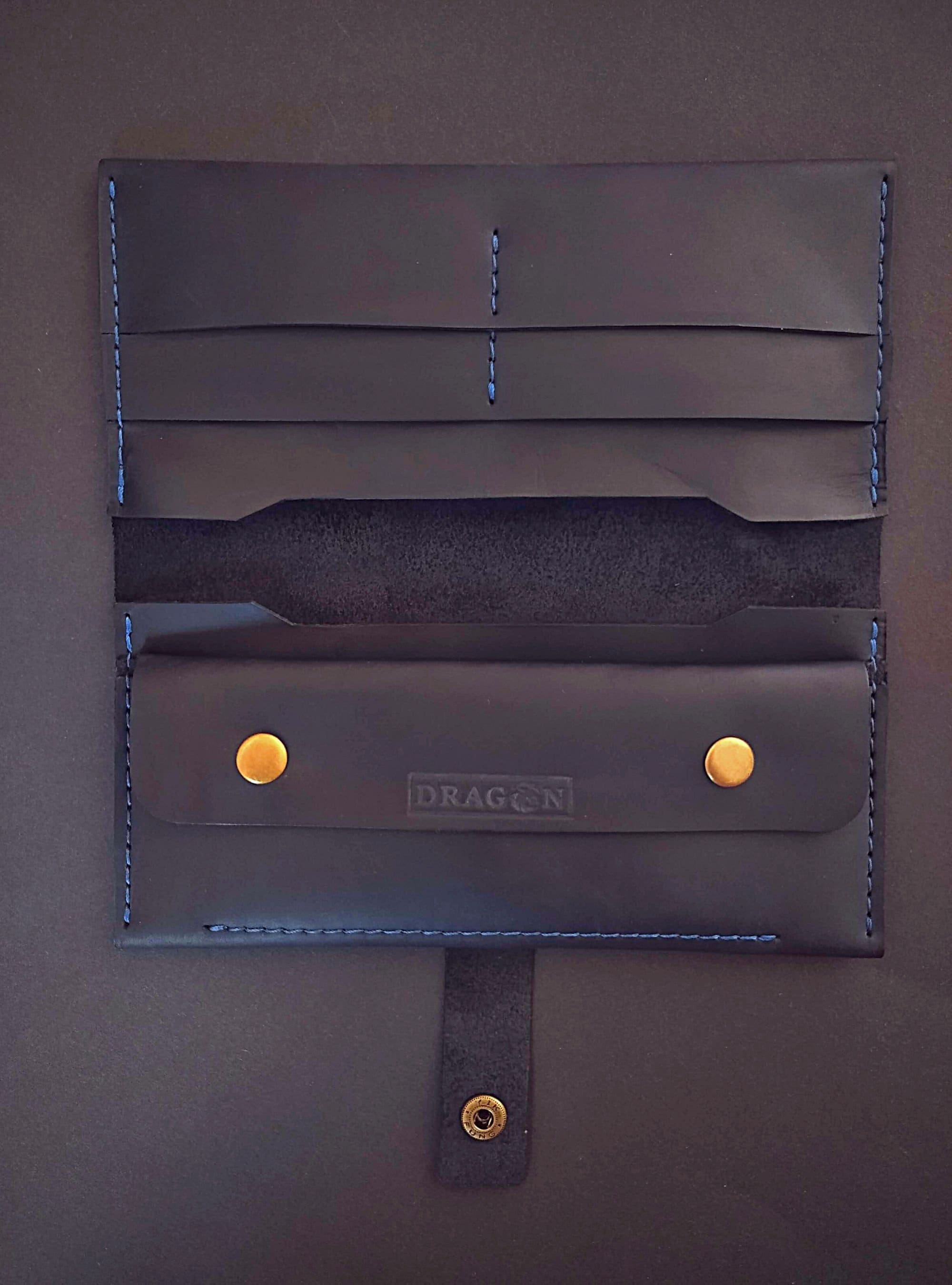 HANDMADE Blue Vertical Wallet Minimalist Long Leather Card - Etsy