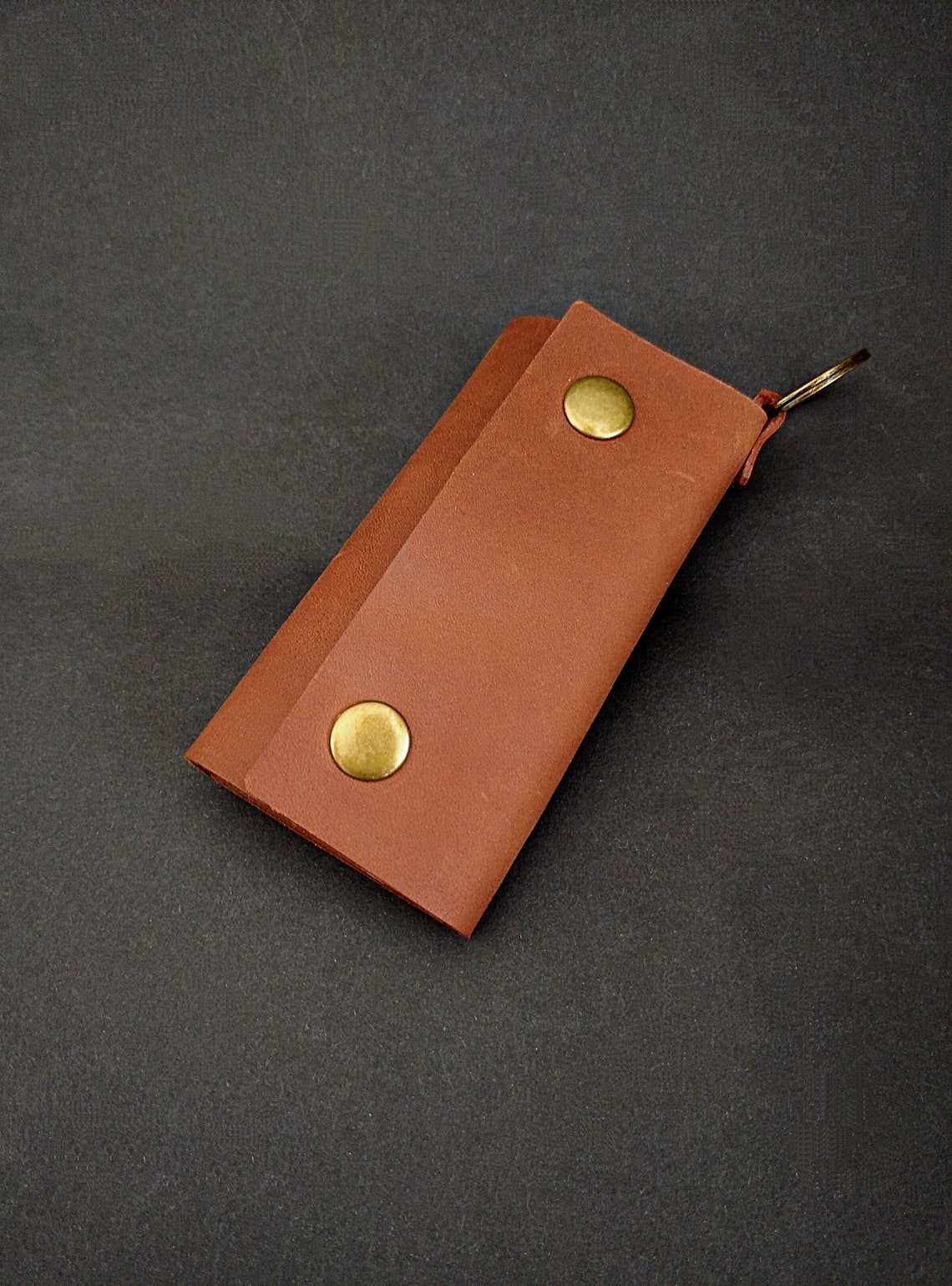 HANDMADE Cognac Leather Key Holder With Secret Pocket for RFID - Etsy