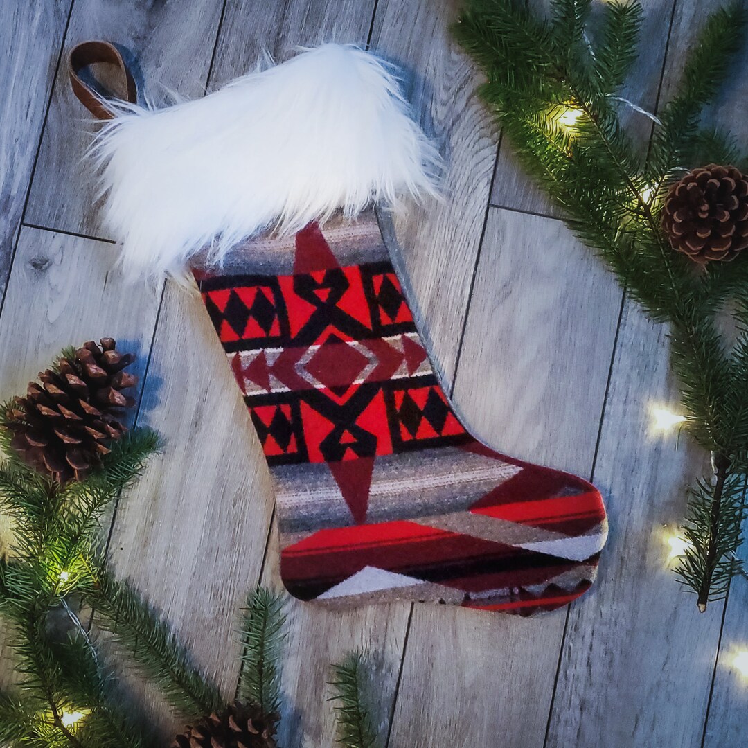 Christmas Stockings Made of Pendleton Wool With Fur Trim limited Quantities Stocking With ...