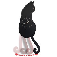 Black Cat Swinging Wall Clock, Cat Clock, Cat Clock With Moving Tail ...