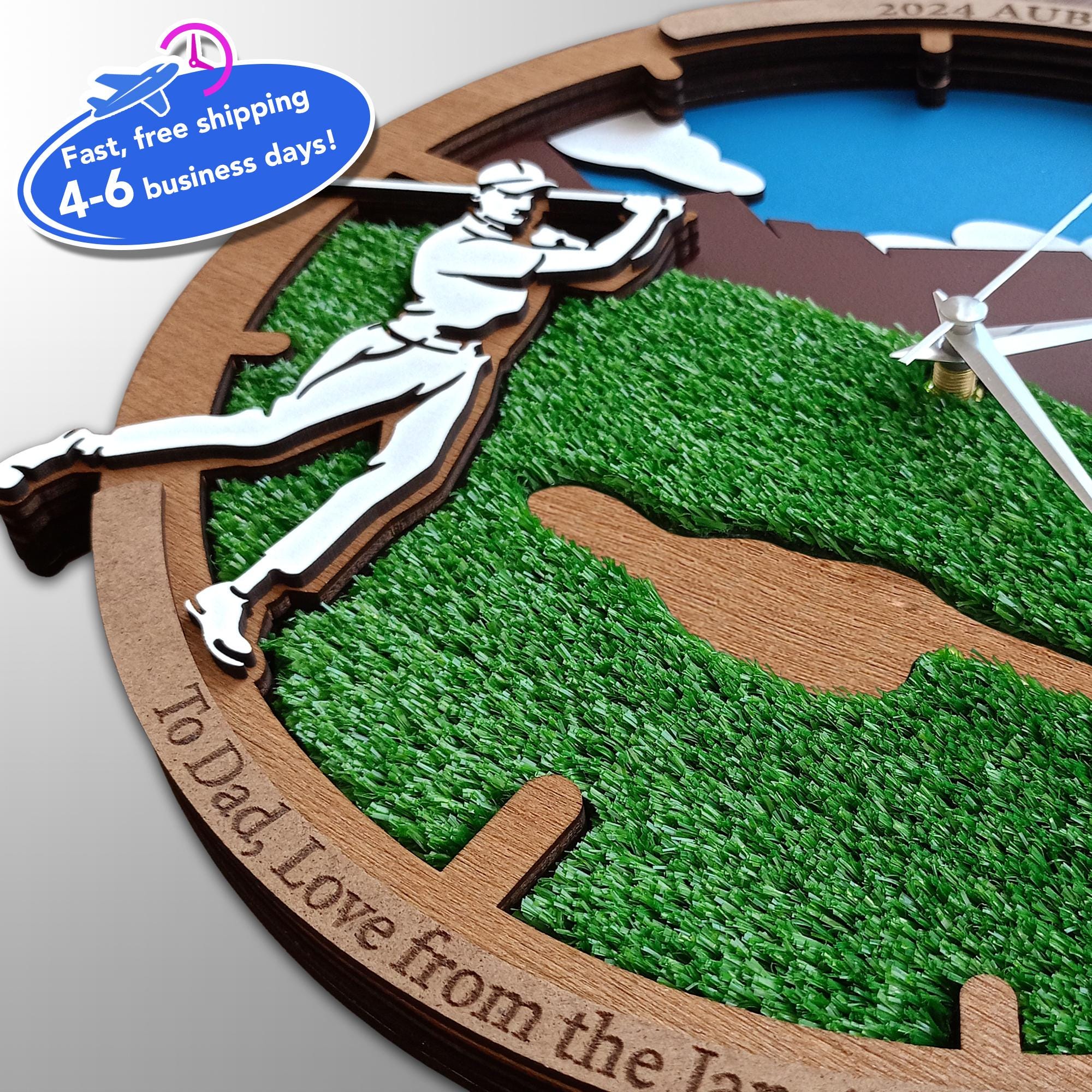 Custom Golf Gift Handmade Wooden Wall Clock With Real Golf Ball and ...