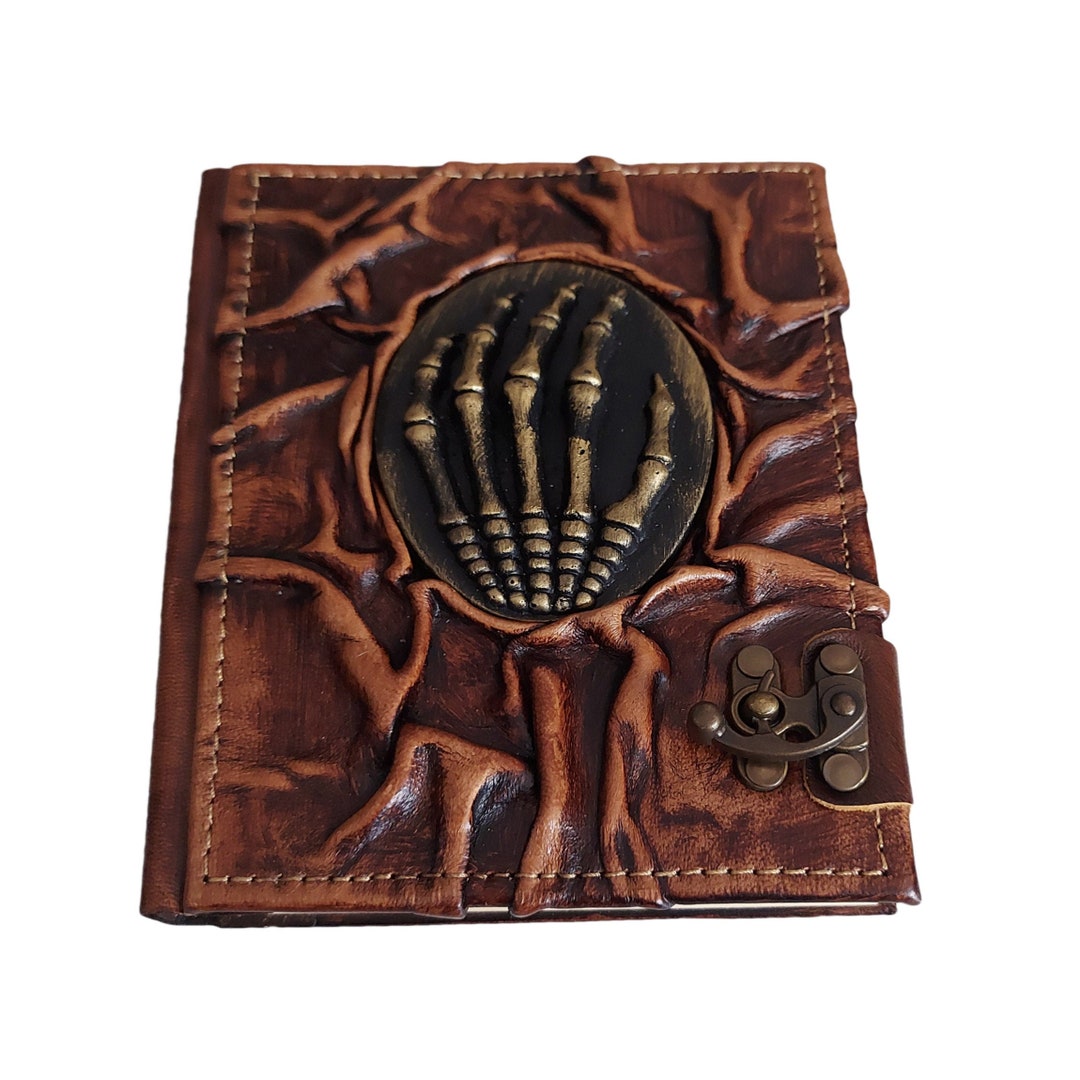Skeleton Hand Figured Genuine Leather Notebook Diary Book, Handmade ...