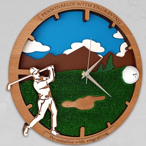 Custom Golf Gift Handmade Wooden Wall Clock With Real Golf Ball and ...