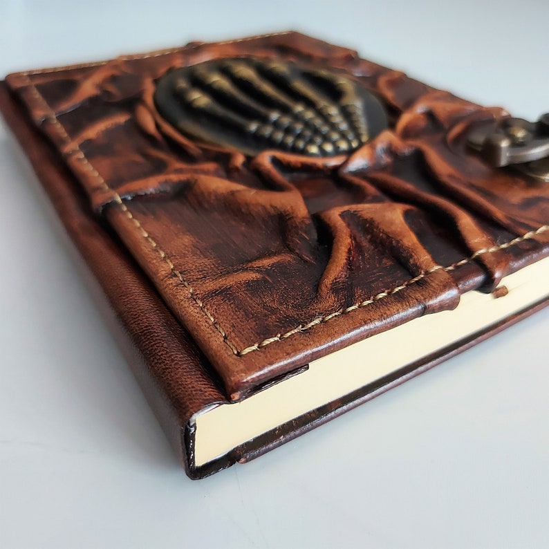 Skeleton Hand Figured Genuine Leather Notebook Diary Book, Handmade ...
