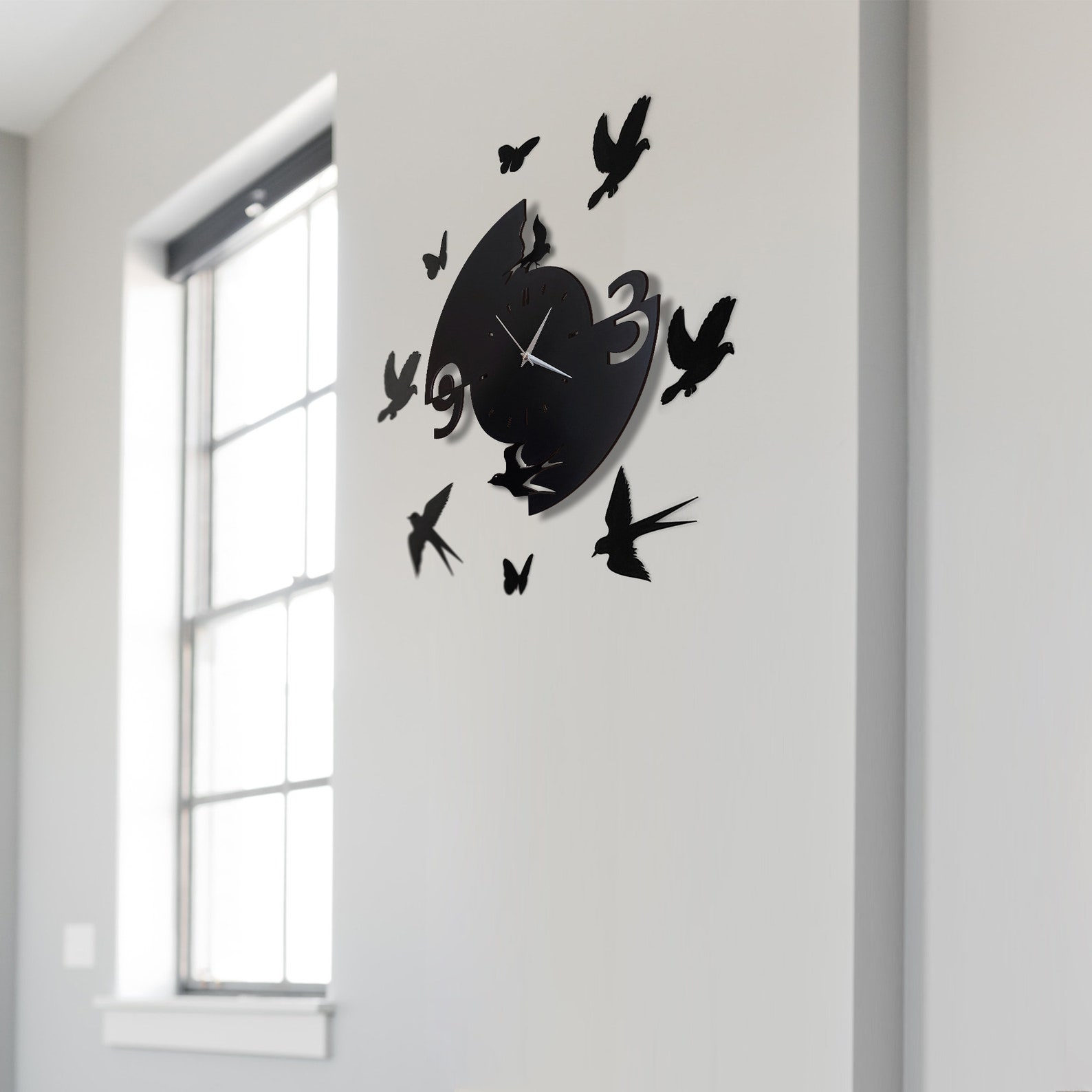 Bird Pendulum Wall Clock, Butterfly Decor, Living Room Clock - Etsy
