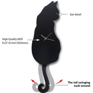 Black Cat Swinging Wall Clock, Cat Clock, Cat Clock With Moving Tail ...