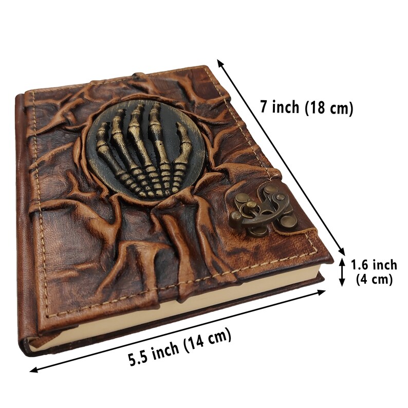 Skeleton Hand Figured Genuine Leather Notebook Diary Book, Handmade ...